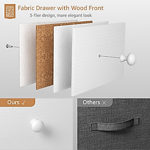 BOLUO White Dresser for Bedroom 6 Drawer Organizers Fabric Storage Chest Tower Wide Dressers Unit for Closet Nursery Hallway Office, Kids and Adult Modern