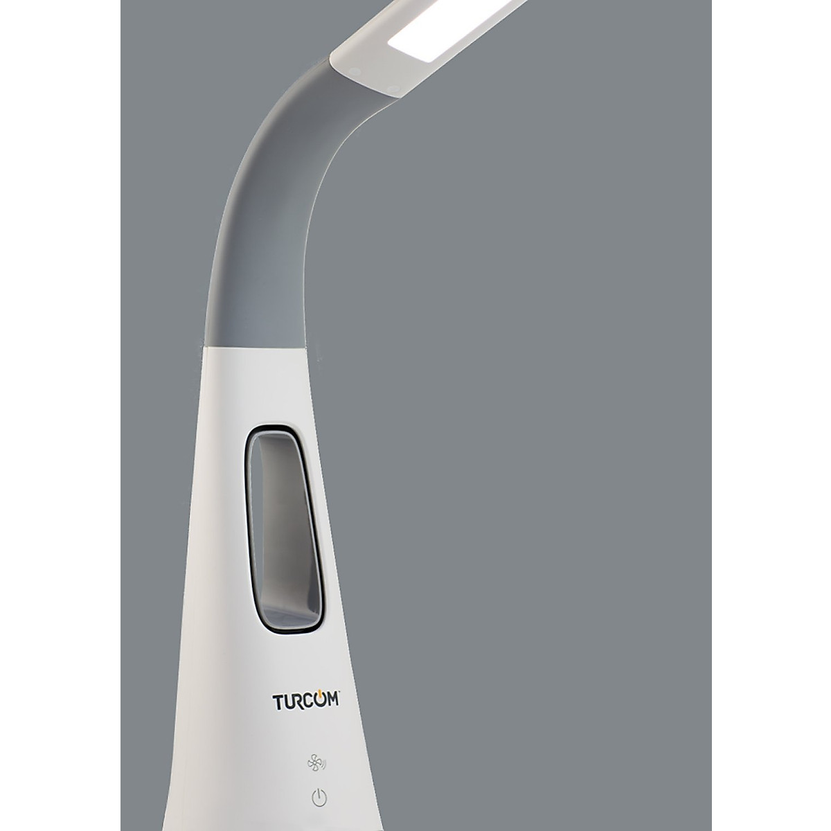 Turcom AirLight Ultrabright LED Desk Lamp with Bladeless Three Speeds Fan Panel,White