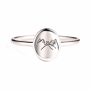 Pinky Promise Ring for Best Friends, Friendship Rings, Silver Pinky Promise Ring for Friends, Sisters Ring, Gifts for Best Friends Women, Best Friend Birthday Gifts for Women(F silver 07)