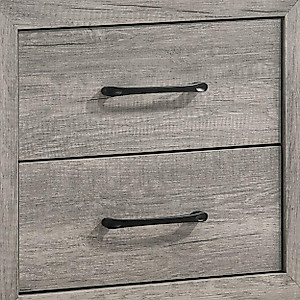 Benjara Isha 24 Inch 2 Drawer Nightstand with Metal Handles, Modern Driftwood Gray