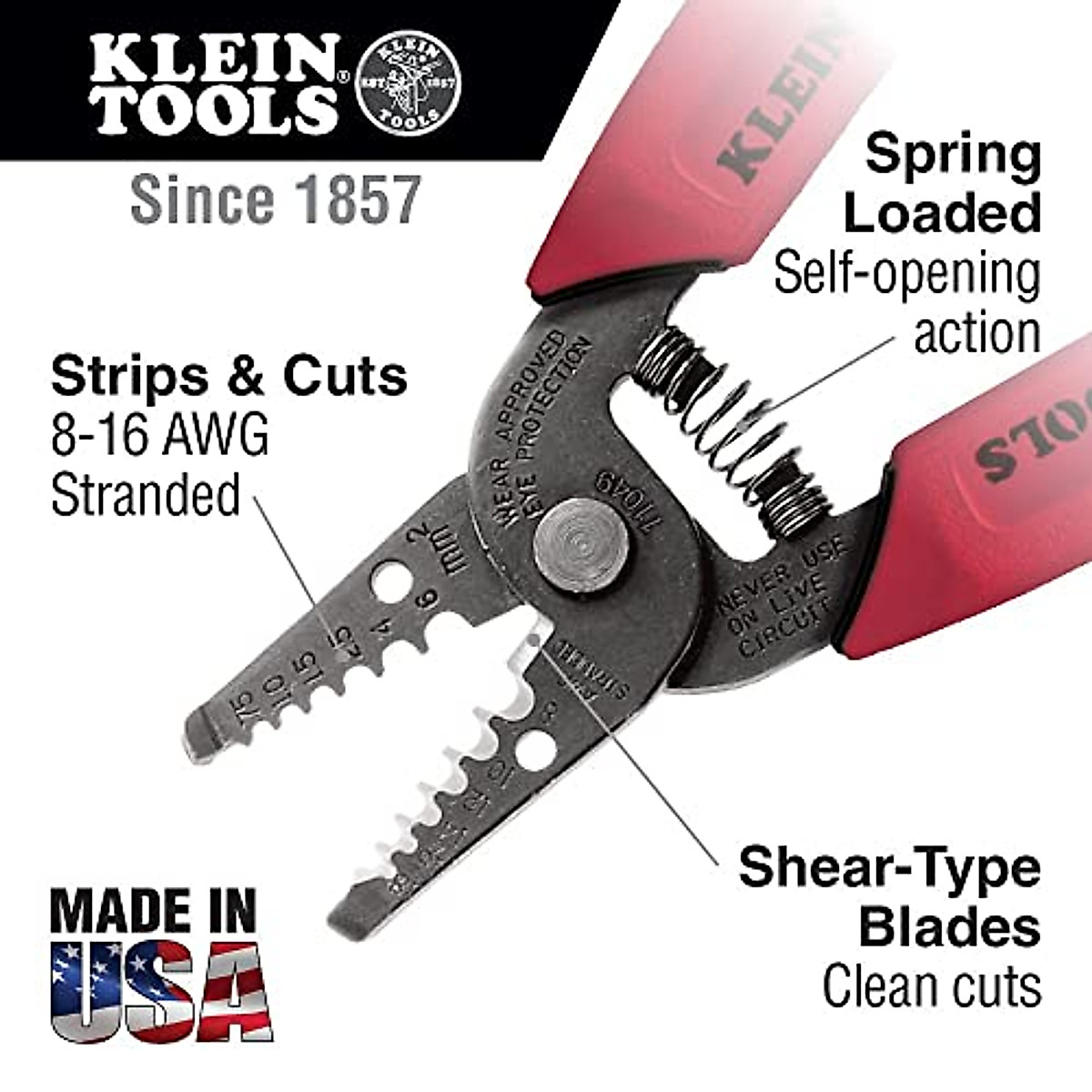 Klein Tools 11049 Wire Stripper / Cutter, Compact, Lightweight, Hardened Steel, Precision Ground, for Stranded Wires