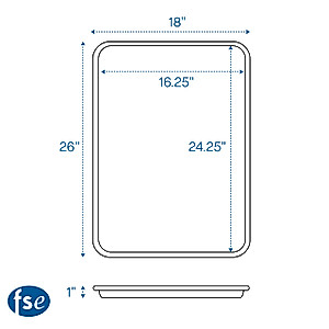 FSE SHP-26 Commercial Grade 20-Gauge Aluminum Sheet Pan/Bun Pan, Measure Oven (Recommended), 18' L x 26' W x 1-1/8' H (Full Size), Pack of 12