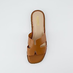 CUSHIONAIRE Women's Voyage slide sandal +Memory Foam, Wide Widths Available, Whiskey 8.5