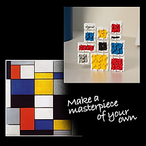 PLUS PLUS - Inspired - Mondrian, Composition A - 350 Pieces - Open-Ended, Art Construction Building Toy, Interlocking Mini Puzzle Blocks