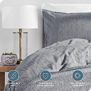 Bare Home Duvet Cover - Queen Size Bedding Set - Premium 1800 Super Soft Collection - Lightweight, Cooling - Soft Breathable Duvet Cover (Queen, Heathered Charcoal)