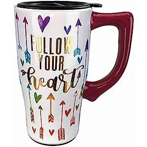 Spoontiques Follow Your Heart Ceramic Travel Mug