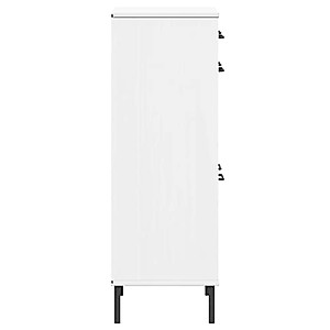 loibinfen Modern Entryway Shoe Rack with 2 Flip Drawers and 1 Drawer, Shoe Storage Cabinet with Metal Legs, Free Standing Shoe Organizer for Entryway, Living Room, 23.4"x13.8"x39.6" White (A)