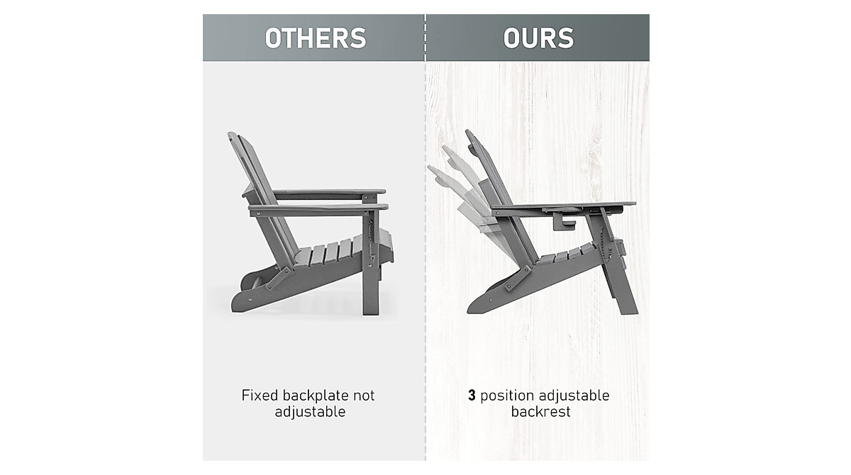 FUNBERRY Adirondack Chairs Set - Adjustable, Foldable, Durable