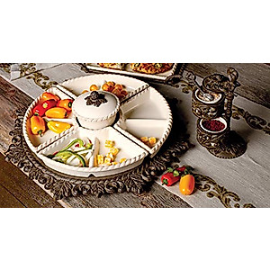 Cream Ceramic and Acanthus Leaf Spice Cellar With Spoon