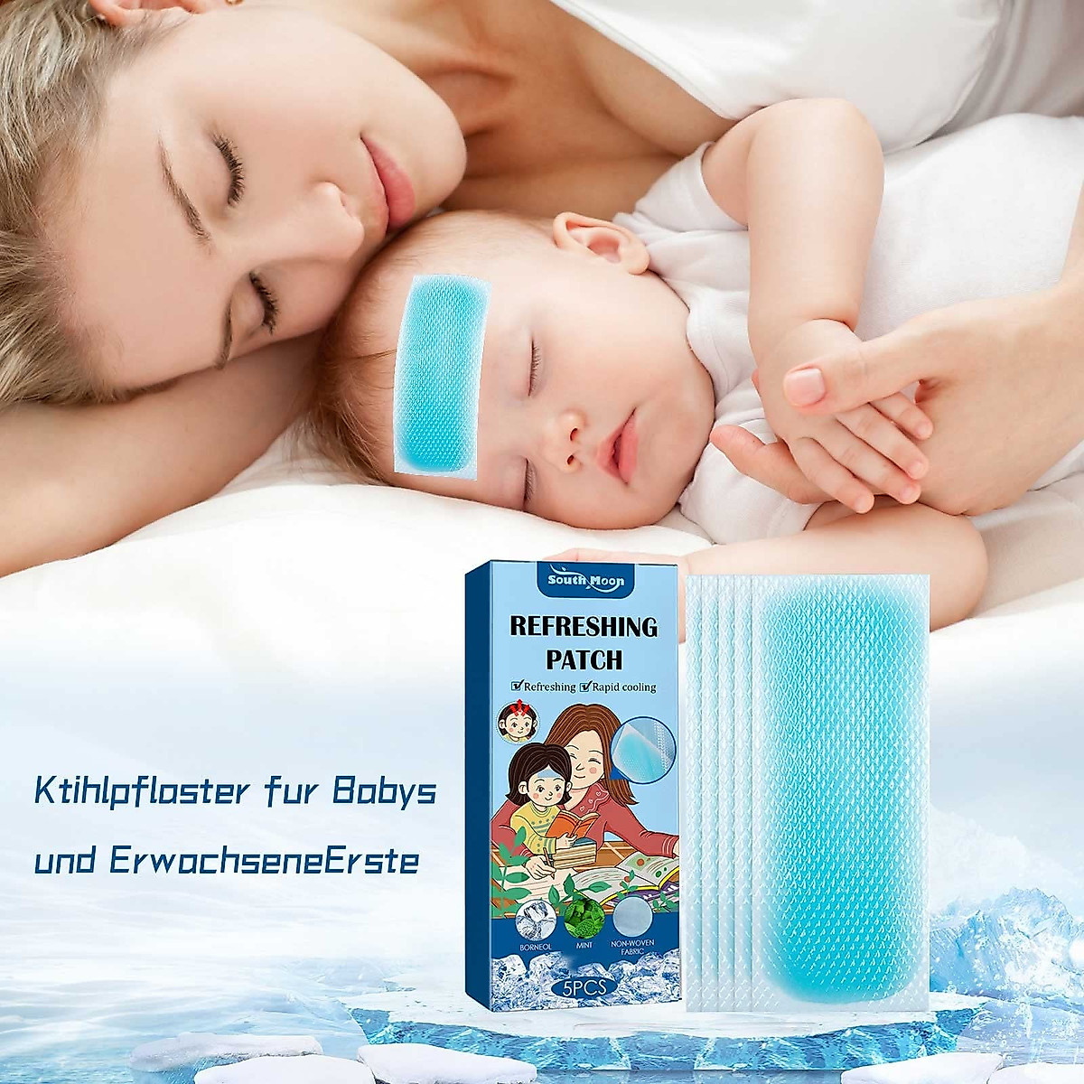 Active Moist Cool And Cool Stickers Are Used For Children's Fevers Discomfort And Migraine Cool And Cool Headache And Cool Stickers A Package Of 5 Children's Fevers Stickers Ordinary Buffet for Face