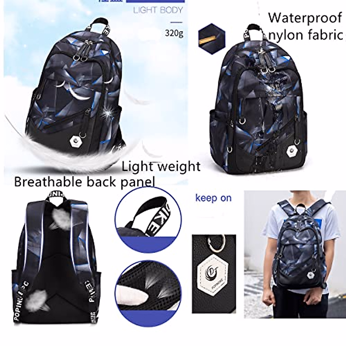 Mfikaryi Backpack for Boys,Elementary School Bags,Middle School Bookbag for Teens