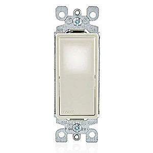 Leviton L5611-2T 15 Amp, 120/277 Volt, Decora LED Illuminated Rocker Single-Pole AC Quiet Switch, Residential Grade, Grounding, Light Almond
