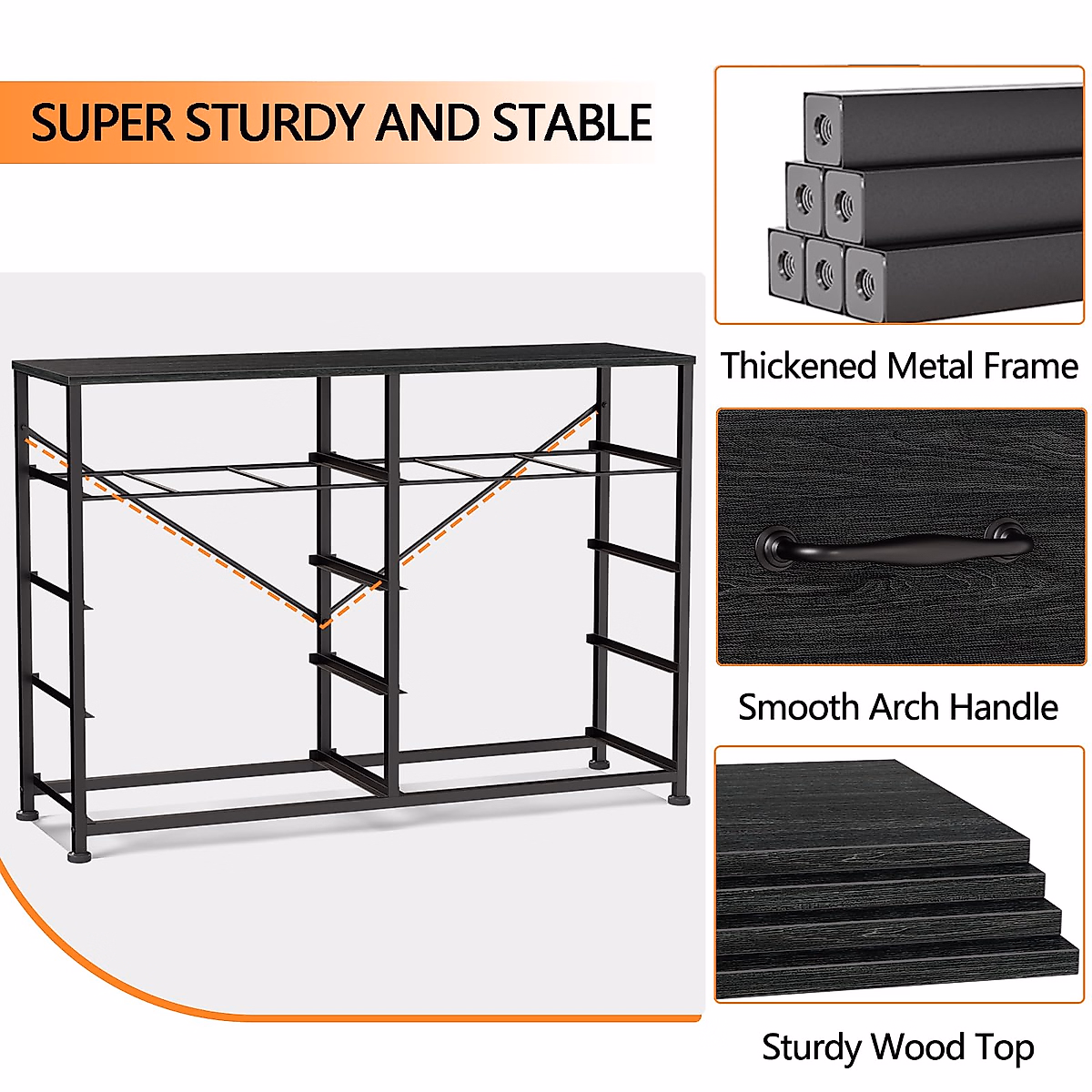 Furnulem Bedroom Dresser for 55”Long TV Stand Entertainment Center Dresser & Chests of Drawers,10 Storage Fabric Drawer Dressers,Sturdy Metal Frame Tall Dresser for Living Room, Entryway, Black Oak