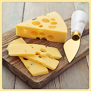 38 Pieces Gold Cheese Knife Set Marble Handle Butter Spatula Knives Cheese Spreader Cutter Cheese Shaver and Fork with Mini Serving Tongs Spoons and Fruit Forks for Charcuterie Board Accessories