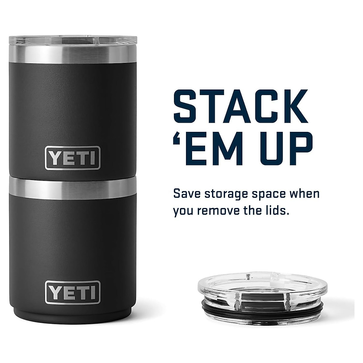 YETI Rambler 10 oz Stackable Lowball 2.0, Vacuum Insulated, Stainless Steel with MagSlider Lid, Black Stone