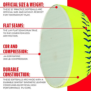 Franklin Sports 12" Slowpitch Tournament Softballs - Great for Practice + Training - Official Size + Weight - 1 Pack