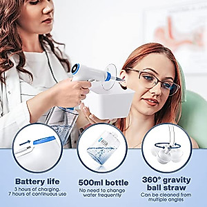 Ear Wax Removal, Electric Ear Cleaning Kit with Light, Ear Irrigation Kit with 4 Pressure Modes, Safe and Effective Ear Flush Kit with Ear Cleaner - Includes Basin, Towel & 15 Tips