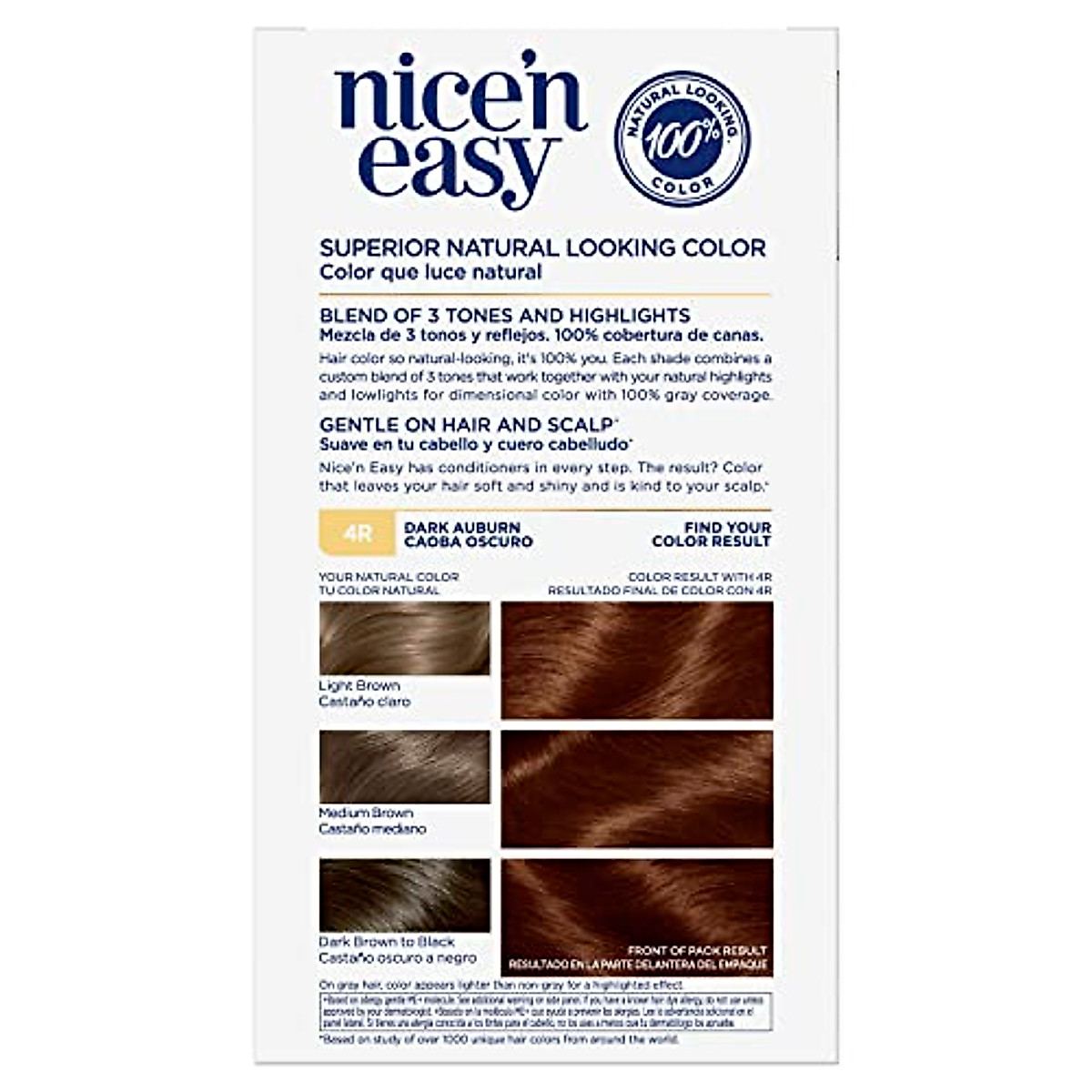 Clairol Nice'n Easy Permanent Hair Dye, 4R Dark Auburn Hair Color, Pack of 1