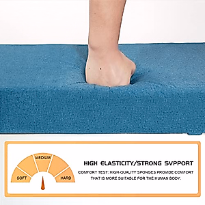 ROFIEJOX Bench Cushion 45 inch - Imitation Linen Fabric, Indoor Outdoor Long Seat Furniture, High-Density Foam, Non-Slip Velcro Design for Window Patio Garden, (45x18x3) Light Azure