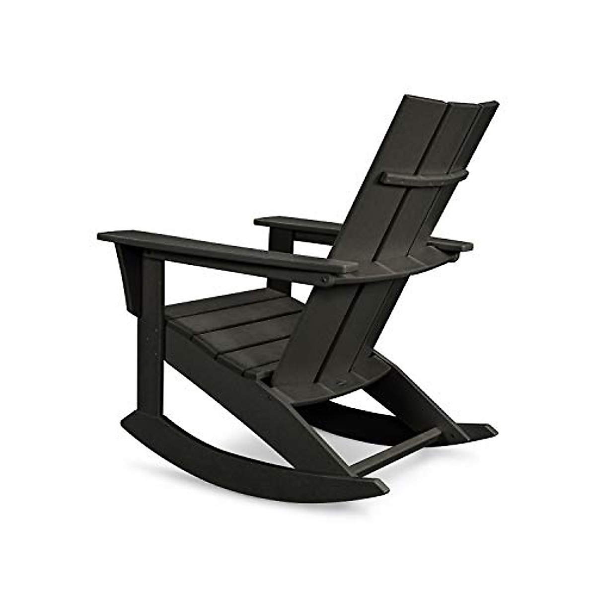 POLYWOOD MNR10BL Modern Adirondack Rocker, Black