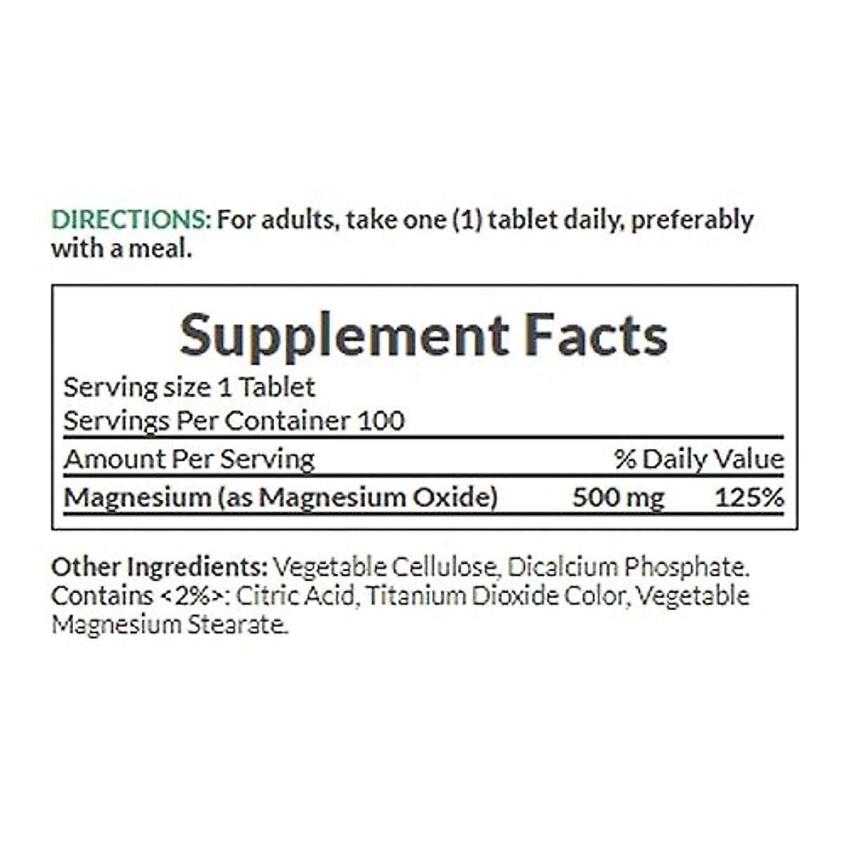 Nature's Bounty Magnesium 500 mg Tablets 100 Ea
