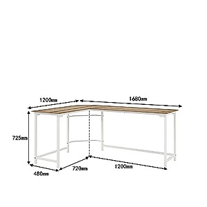 bzbbzc 47 Inches L Shaped Corner Desk,Sturdy Home Office Computer Desk Gaming Desk Writing Table Workstation Space Saving Easy Assembly White