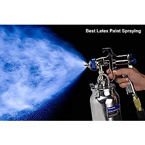 Dynastus 33 oz Siphon Feed Spray Gun - 2.5mm Nozzle for Spraying Oil-Based or Latex Paints, with Filtering and Cleaning Kits