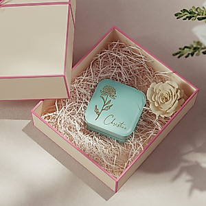 Personalized Jewelry Box - Custom Gifts for Women, Portable Small Travel Jewelry Case with Birth Flower & Name, Bridesmaid Gifts, Wedding Gifts, Gifts for Birthday Anniversary for Women Mom Girls