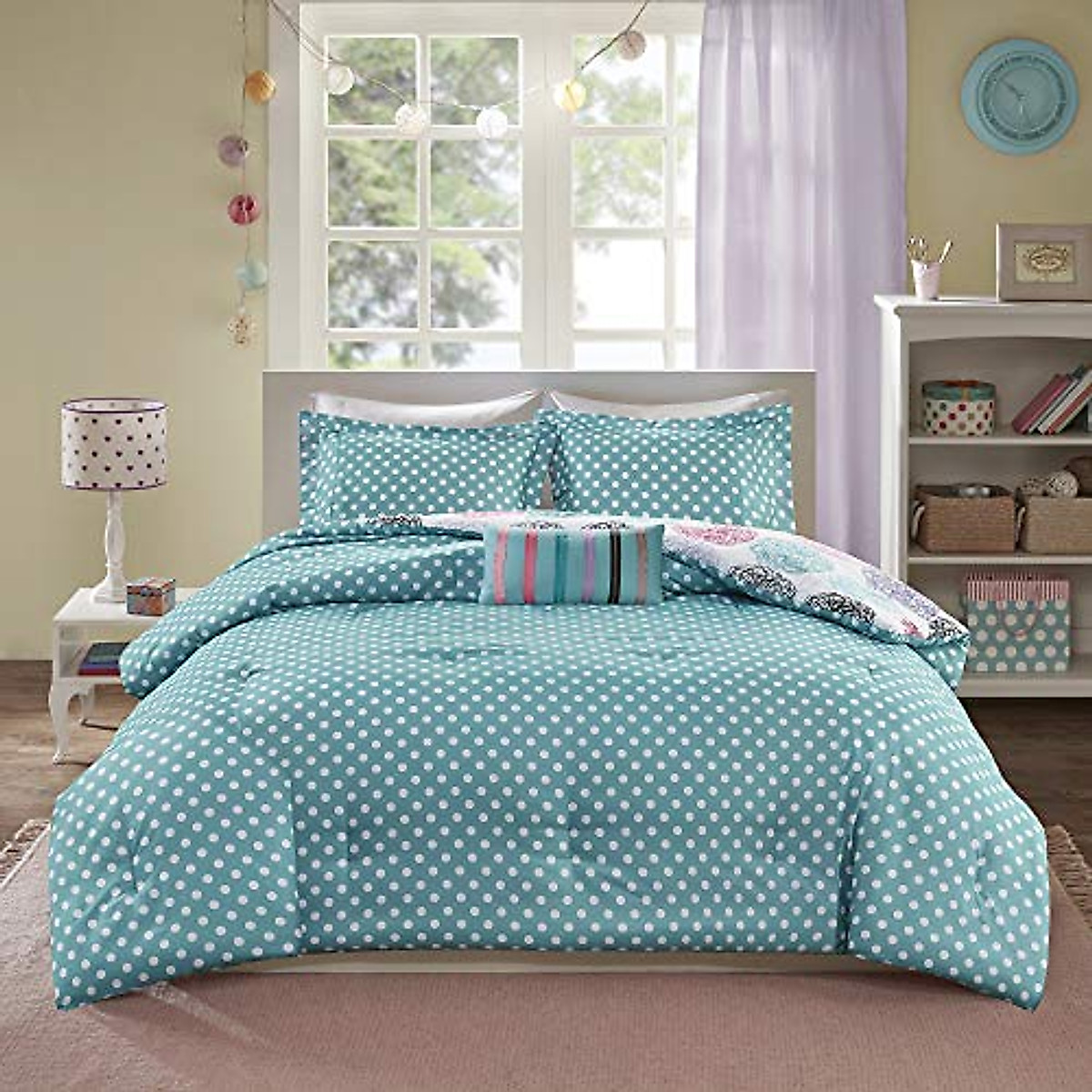 Mi Zone Carly Comforter Set, Doodled Circles Polka Dots Bed Sets– Ultra Soft Microfiber Teen Bedding For Girls Bedroom, Twin/Twin XL, Teal Purple 3 Piece