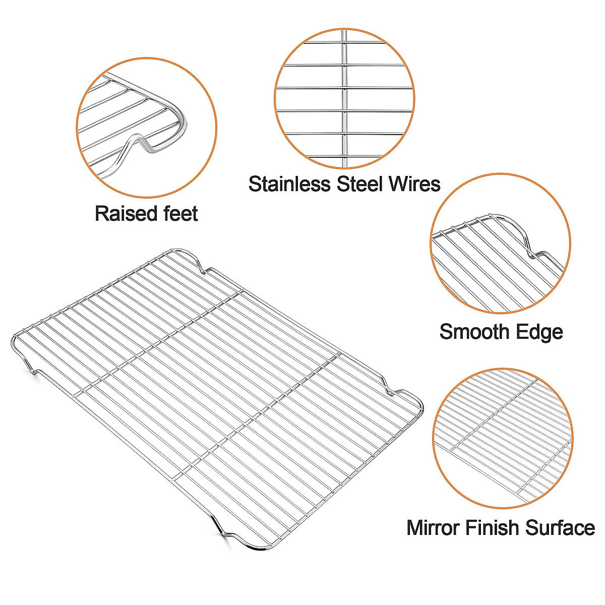 TeamFar Baking Sheet and Cooling Rack Set (3 Pans + 3 Racks), Stainless Steel Cookie Sheet with Roasting Racks for Cooking/Cooling, Healthy & Dishwasher Safe, Sturdy & Long Lasting