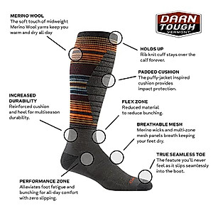 Darn Tough 8016-C-3013-04 Backwoods OTC Lightweight with Cushion w/Padded Shin Charcoal Medium