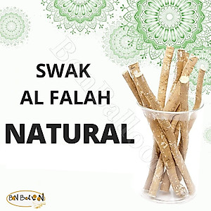 bonballoon 10 Pcs Al Falah Siwak Meswak Miswak Arak Peelu Al Falah Chewing Stick with Natural Flavor Herbal Toothbrush Vacuum Sealed Breath Freshener (Ten Tooth Sticks)