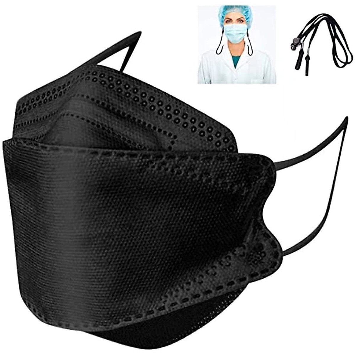 KF94 Mask - 50 PCS - 4 Ply Breathable Comfortable Safety Mask - 3D Structure Black Masks for Adults