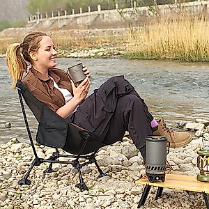 ATEPA Ultralight Camping Chair for Backpacking Hiking, Portable Compact Lightweight Folding Camp Chairs for Adults - Square Aluminum Frame with Anti-Sinking Feet for Beach Lawn Travel BBQ Outdoor