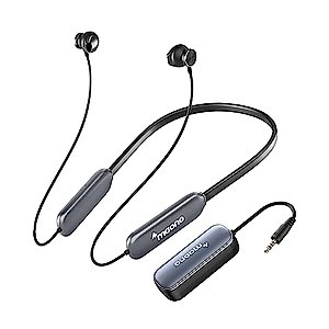 MAONO Wireless Neckband Headphones, WH30 Semi-in-Ear Monitor Earbuds with 3.5MM Transmitter, Dual Mode 2.4G/BT 5.3 Stable Wireless Transmission Light Weight 12Hrs Playtime