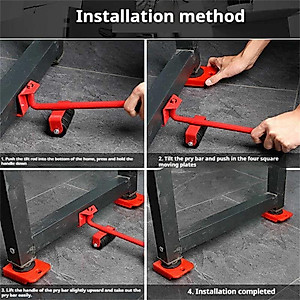 Furniture Lift Mover Tool Set,Furniture Lift Mover Tool Set, Heavy Duty Furniture Lifter Tool with Wheels, Furniture Movers Slides Kit, Moving Rollers for Heavy Furniture, for Hardwood Floors (red)