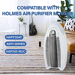 LBLVBNEWD Aer1 Filter Replacement for Holmes AER1 Air Purifiers, 4 True HEPA Air Filters + 8 Carbon Booster Filters for Replacement Parts # HAPF300AH-U4R, HAP242-NUC