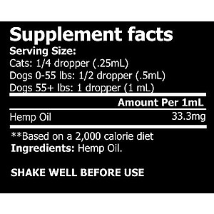 Serenity Hemp Oil for Dogs and Cats - Grown & Made in USA - Supports Hip & Joint Health, Natural Relief for Pain, Separation, Health - Dog Hemp Oil - Cat Hemp Oil - Hemp Extract (4oz 4,000mg)