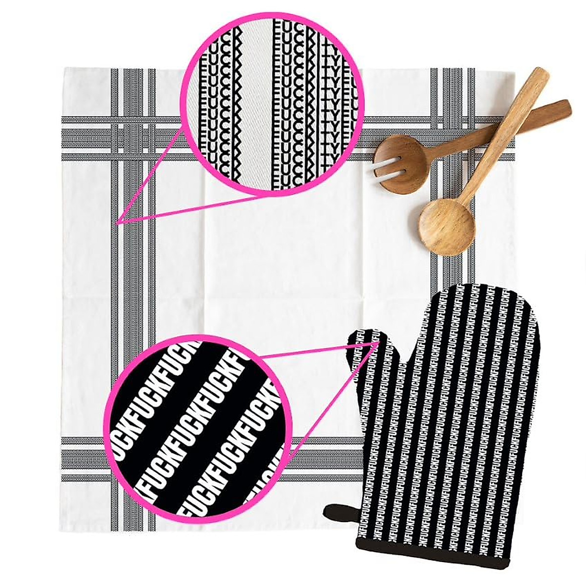 Twisted Wares Funny Kitchen Dish Towels with Sayings for Women, Fuc$ity Fu$k Stripe Illusion Flour Sack Dishtowels, 27 inch by 27 inch, 100% Cotton, Funny Gift for Adults