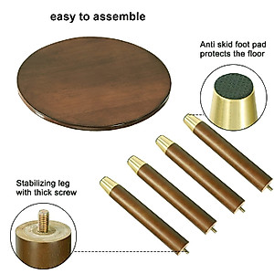 Natural and Co. Wooden Stool Round Step Stool 10 Inch Plant Stands Detachable Legs Vanity Stool Bench, 12X12X10 inch, tongjiao303026