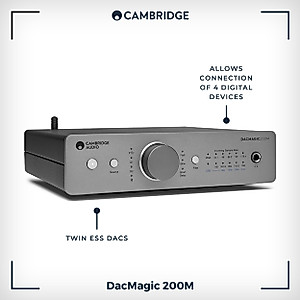 Cambridge Audio DacMagic 200M - MQA HiFi DAC and Headphone Amplifier with Bluetooth - PC/MAC Support with USB Connection - Handle Digital Files up to 24/768 or DSD512 - Lunar Grey