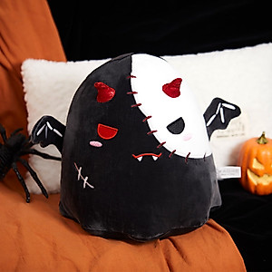 FunBase Halloween Ghost Bat Plush Pillow - Creative Double-Sided Plush Cushion with Red Devil Horns & Wings, Perfect for Holiday Décor & Gifts