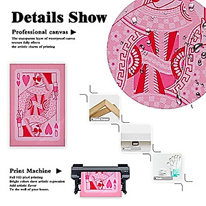 HEMOLAL pink Queen of Hearts poker aesthetic posters funny preppy playing card canvas wall art game room prints painting retro trendy modern wall decor for teen girl bedroom dorm 12x16in unframed