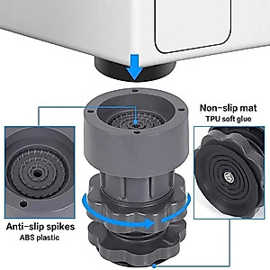4 Pcs Adjustable Height Washing Machine Support, 2023 New Anti Vibration Pads Non-Slip Heighten Shock and Noise Cancelling Mat for Washer and Dryer Machine Support (Style-A (4 PCS))