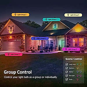 MagicLight Smart Light Bulbs, WiFi & Bluetooth 5.0, A19/E26 LED Color Changing Light Bulb, 60W Equivalent, Dimmable, RGBCW, App Control, Smart Home Lighting Works with Alexa Google Assistant, 4Pack
