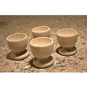 efo Wooden Egg Cups - Boiled Egg Holder - Easter Decor - Arts and Crafts DIY Unfinished Wood - Easter Gift - Egg Cup Set of 4