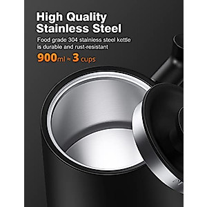JIANW Gooseneck Electric Pour-Over Kettle, Temperature Variable Kettle for Coffee Tea Brewing, 0.9L Quick Heating Stainless Steel Holding, Built-in Stopwatch,Black