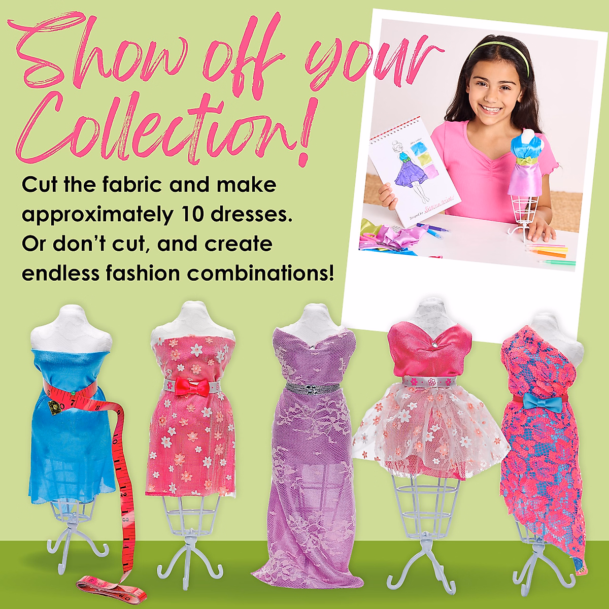 Creativity for Kids Designed by You Fashion Studio: DIY Fashion Designer Craft Kit for Girls Ages 9-12, Dress Design Kit & Sewing Kit for Kids, Gifts and Toys for Girls