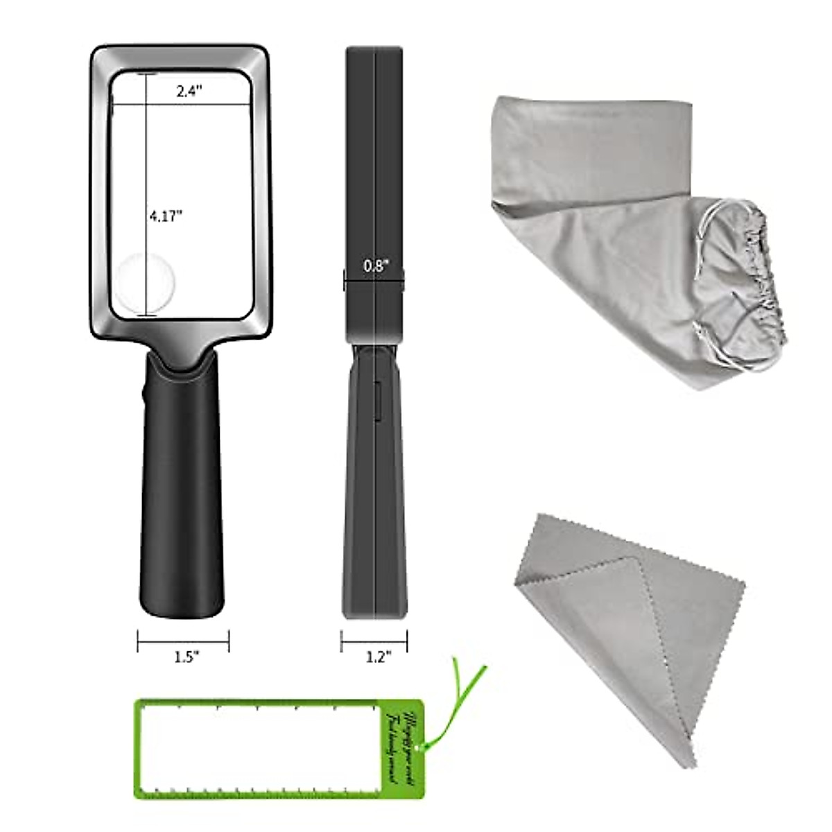 Magnifying Glass with Light, 4X 10X Black Magnifier with 20 Anti-Glare and Dimmable LED Lights Provides Evenly-Lit Viewing Area for Low Vision Seniors