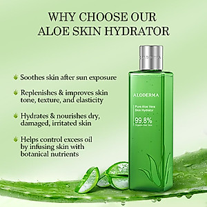 Aloderma Fresh Aloe Vera Face Hydrator Made with 99.8% Organic Aloe Vera within 12 Hours of Harvest - No Thickeners Great for Acne Prone & Sensitive Skin Repair, Scalp, & Hair 240ml